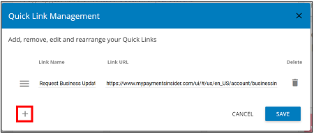 Managing Quick Links in Payments Insider